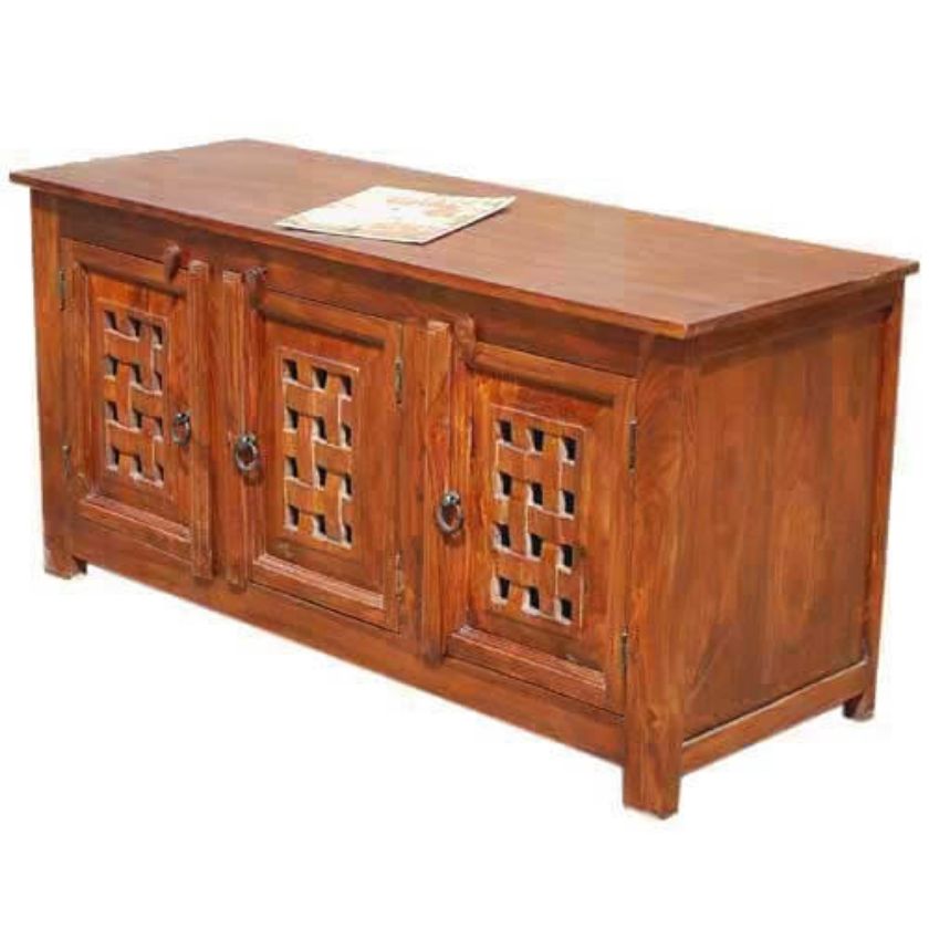 Classic Handcrafted Rustic Solid Wood Entertainment TV Media Cabinet