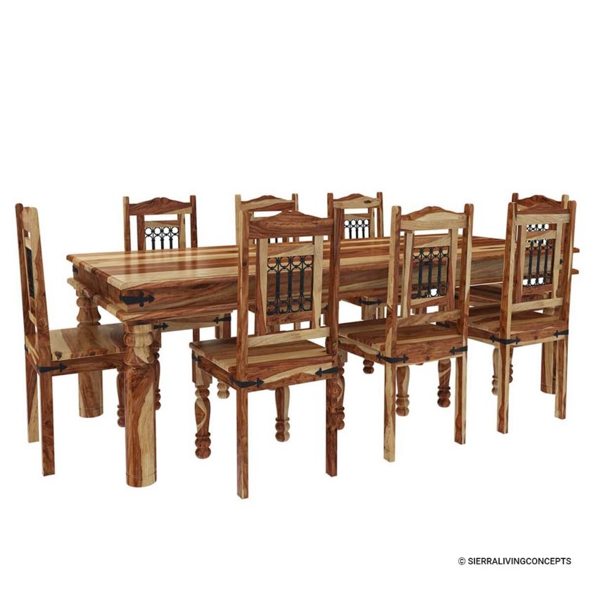 Dallas Solid Wood Rustic Dining Room Table and Chair Set | Sierra ...