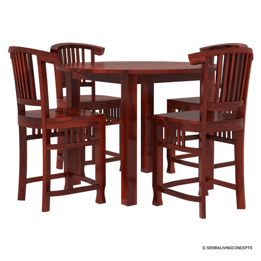 5 PC Contemporary Counter Height Round Dining Table and Chair Set