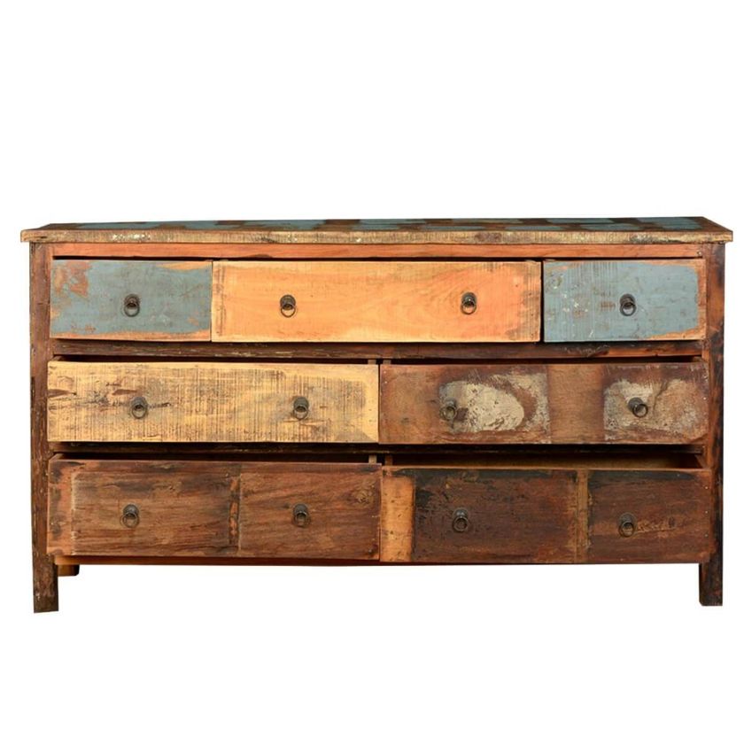 Appalachian Rustic Distressed Reclaimed Wood 7 Drawer Dresser | Sierra ...