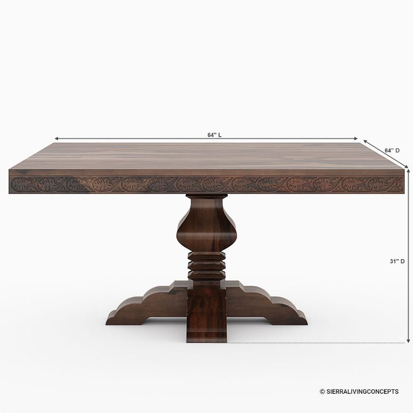 Florida Solid Wood Square Pedestal Dining Table For 8 | Sierra Living ...