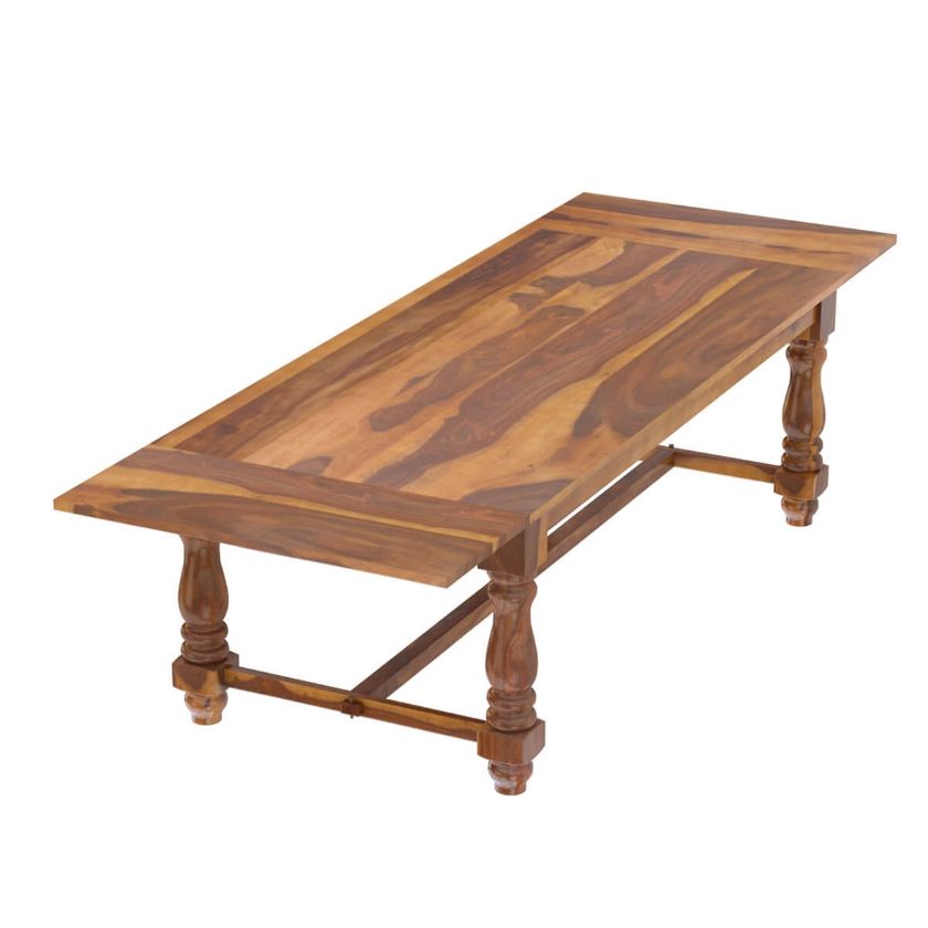 Oroville Farmhouse Solid Wood 120 Inch Extendable Dining Table