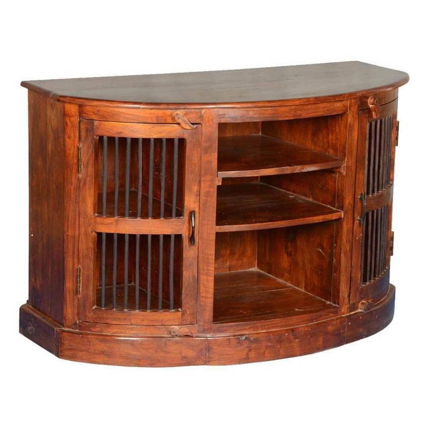 Half Moon Curved Solid Wood TV Cabinet Media Center