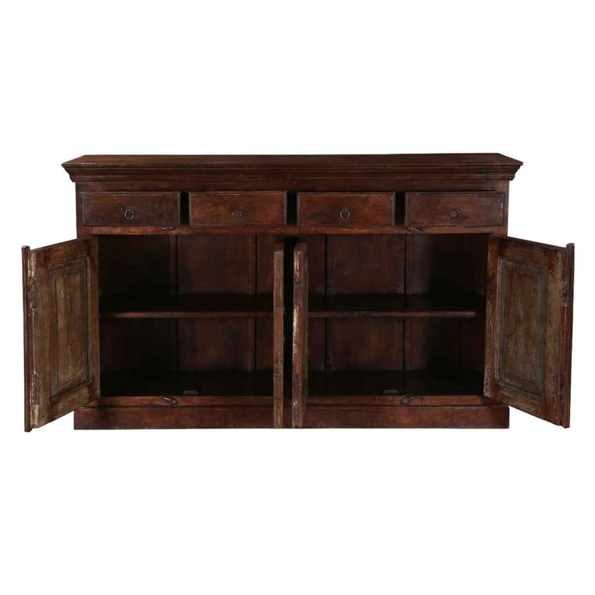 Willamette Rustic Solid Wood Farmhouse 4 Drawer Large Sideboard