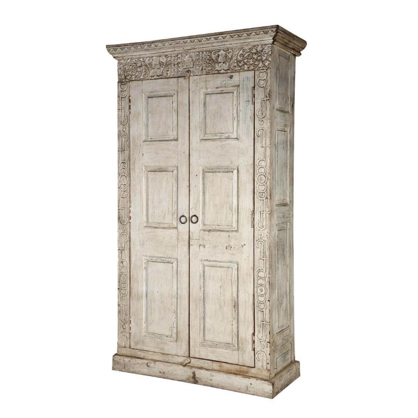 Dakota Solid Wood Large Hand carved Antique Armoire with Shelves.