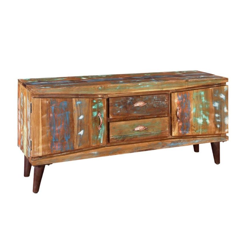 Modern Rustic Reclaimed Wood Accent Media Console Cabinet