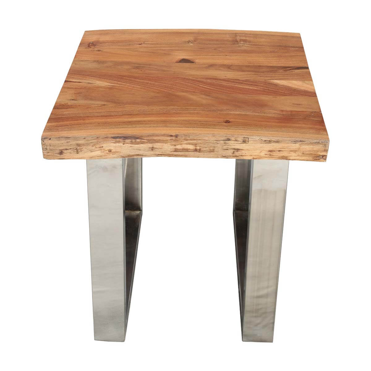 Natural Edge Acacia Wood & Steel Square End Table