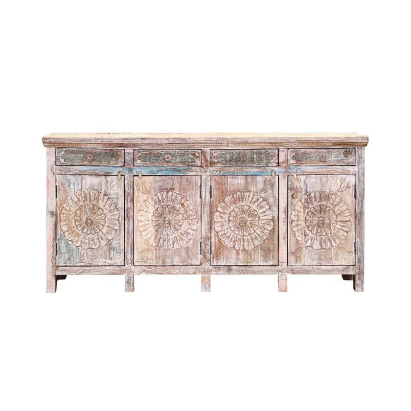 Arvada Primitive Rustic Solid Wood Large Sideboard Cabinet with Drawer ...