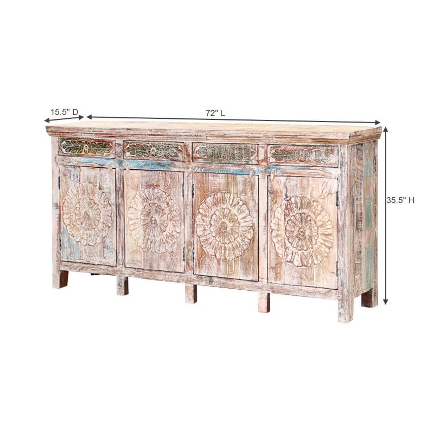 Arvada Primitive Rustic Solid Wood Large Sideboard Cabinet with Drawer ...