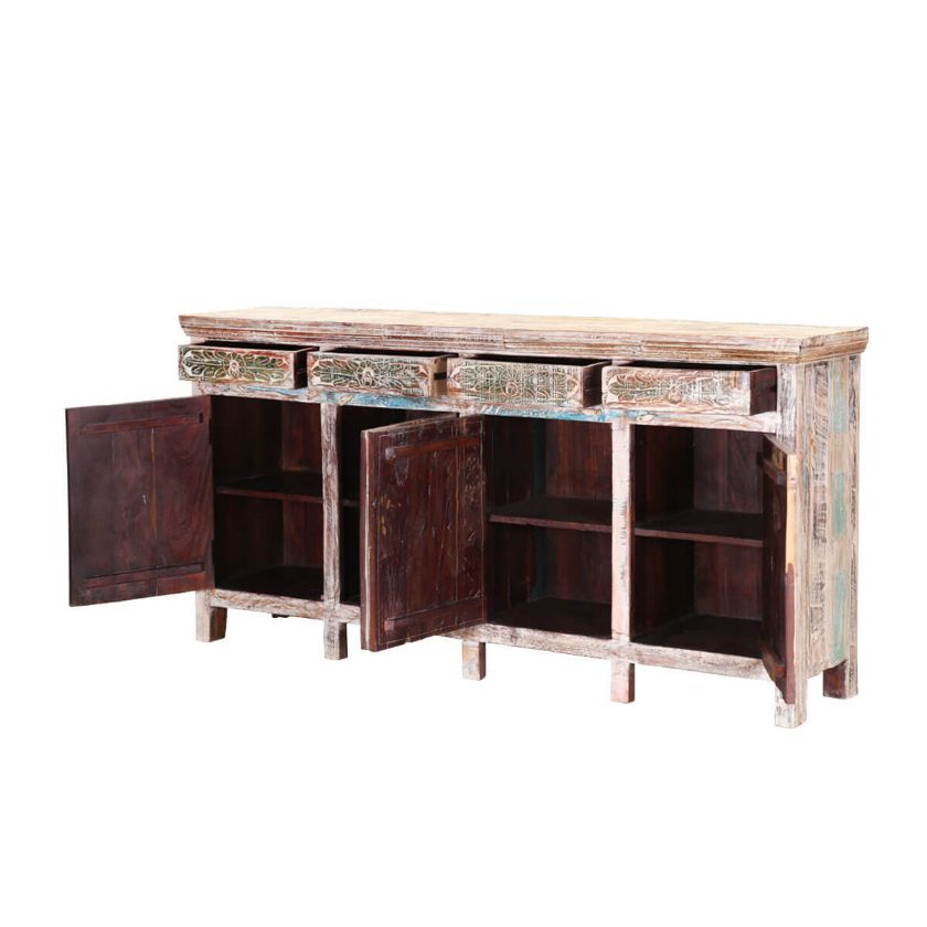 Arvada Primitive Rustic Solid Wood Large Sideboard Cabinet with Drawer ...