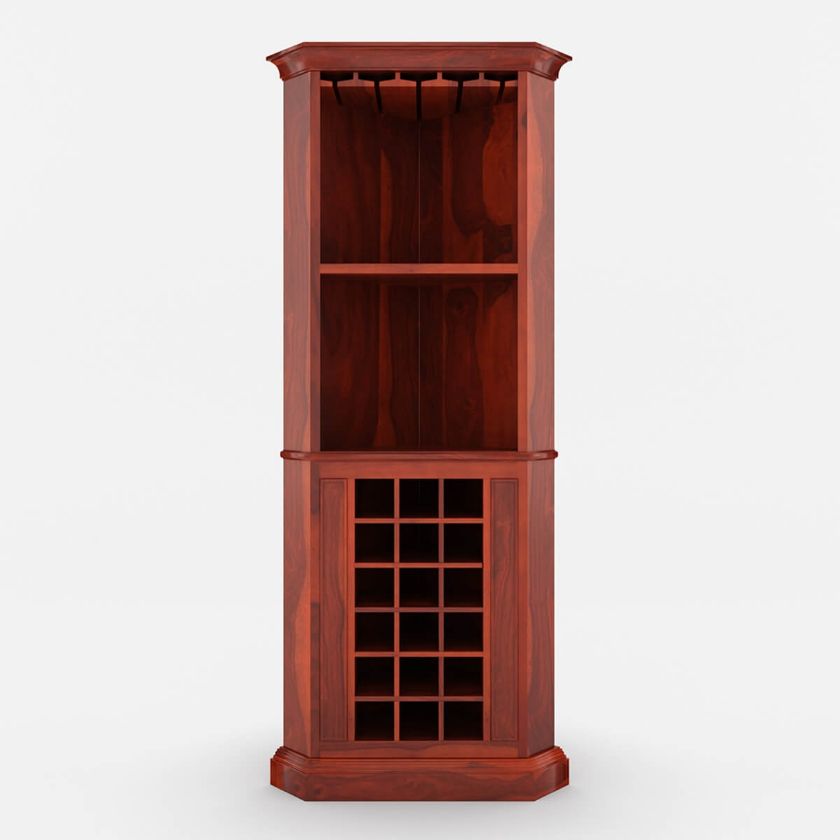 Louis Rustic Solid Wood Corner Bar Cabinet