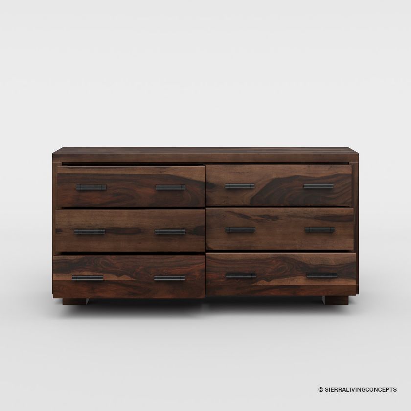 Virginia Rustic Solid Wood Modern Extra Long Dresser With Deep Drawers ...