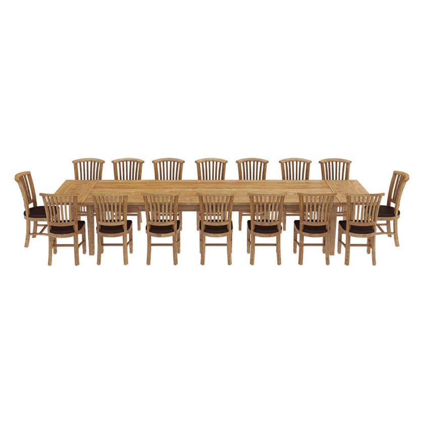 Brussels Reclaimed Wood Large Extendable Dining Table For 16 Seater