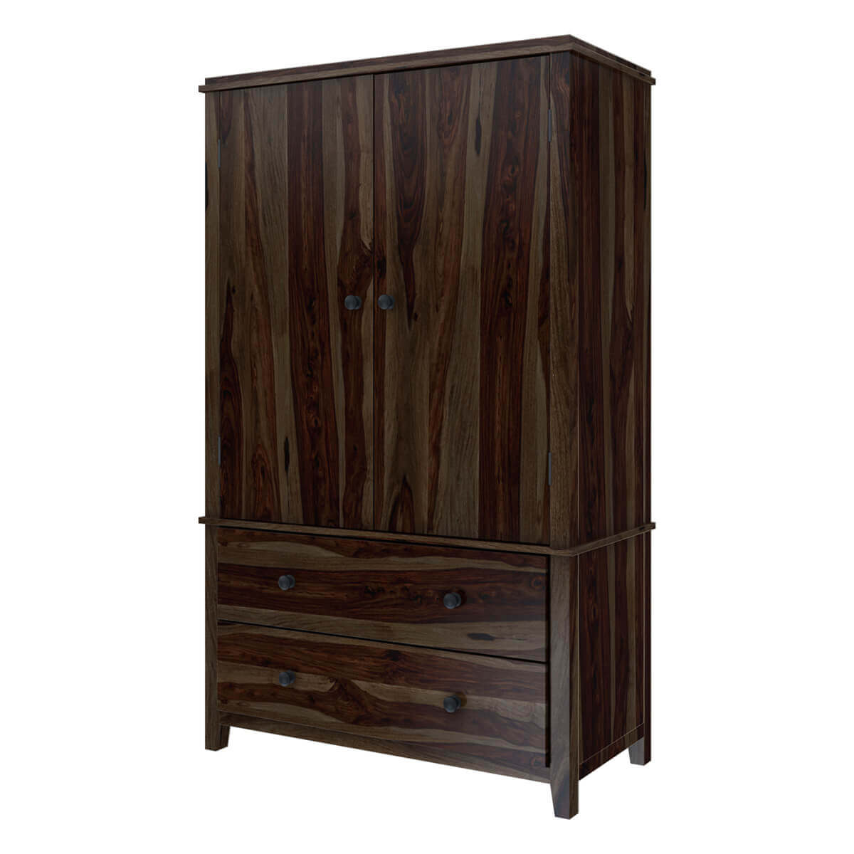 Bozeman Rustic Solid Wood Wardrobe Large Armoire With Drawers