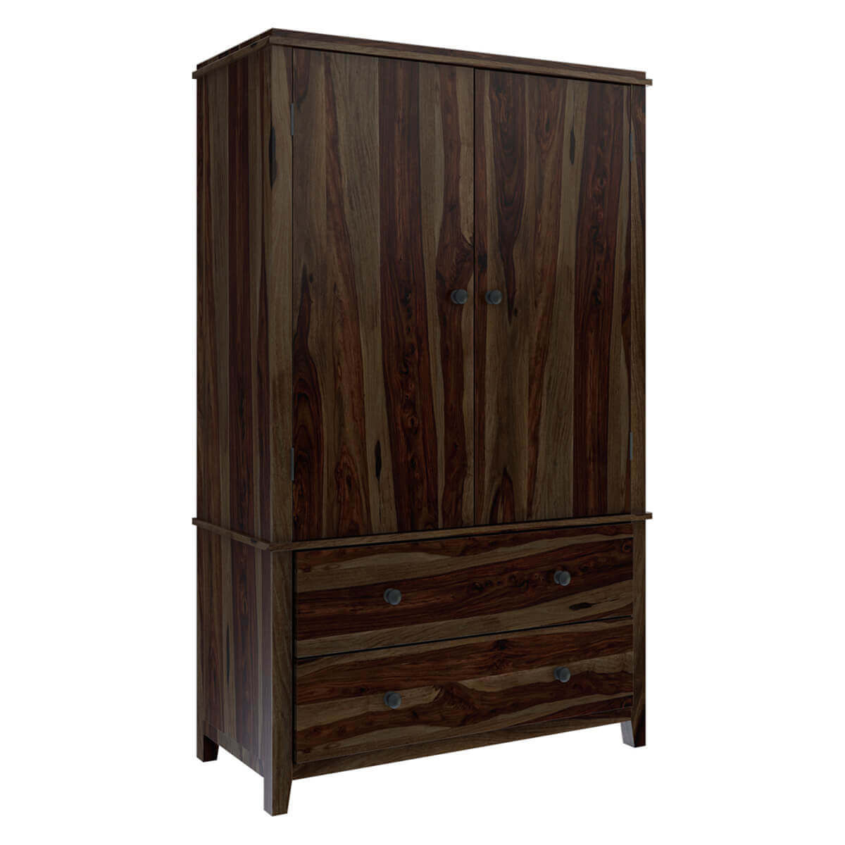 Bozeman Rustic Solid Wood Wardrobe Large Armoire With Drawers