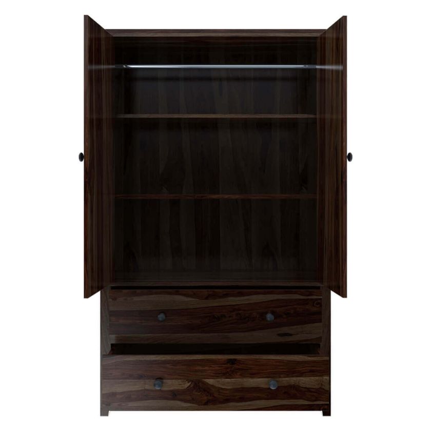 Bozeman Rustic Solid Wood Wardrobe Large Armoire With Drawers