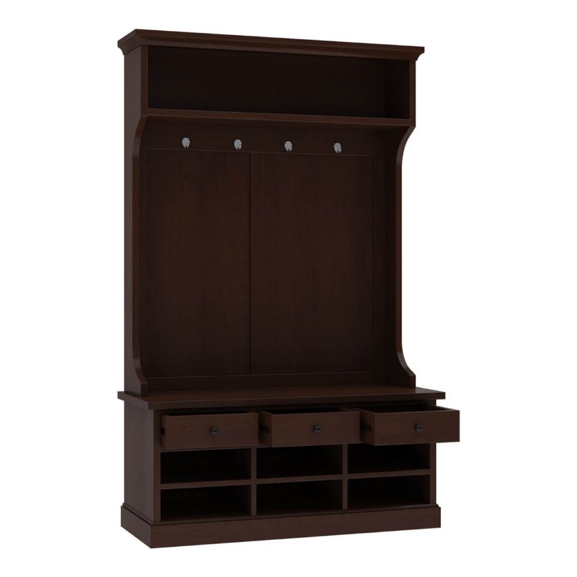 Perrysville 45 inch Solid Wood Hall Tree with Shoe Storage & Entryway ...