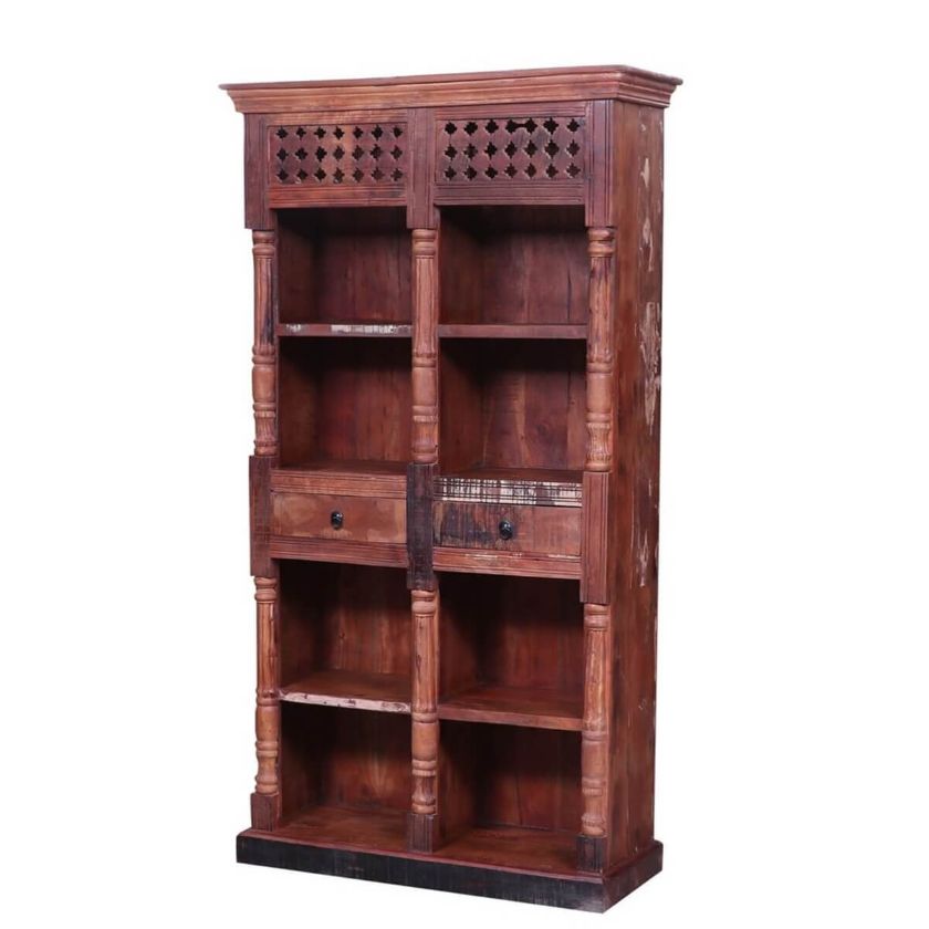 Grenada Reclaimed Wood Cube Bookcase with Drawer