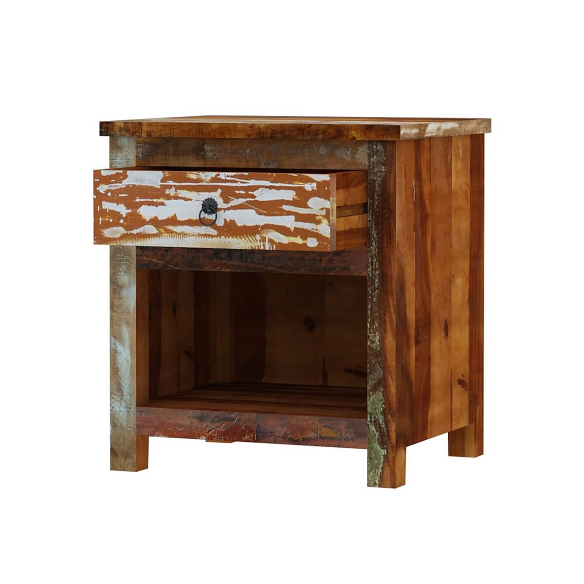 Eunola Traditional Reclaimed Wood Nightstand with Open Shelf | Sierra ...