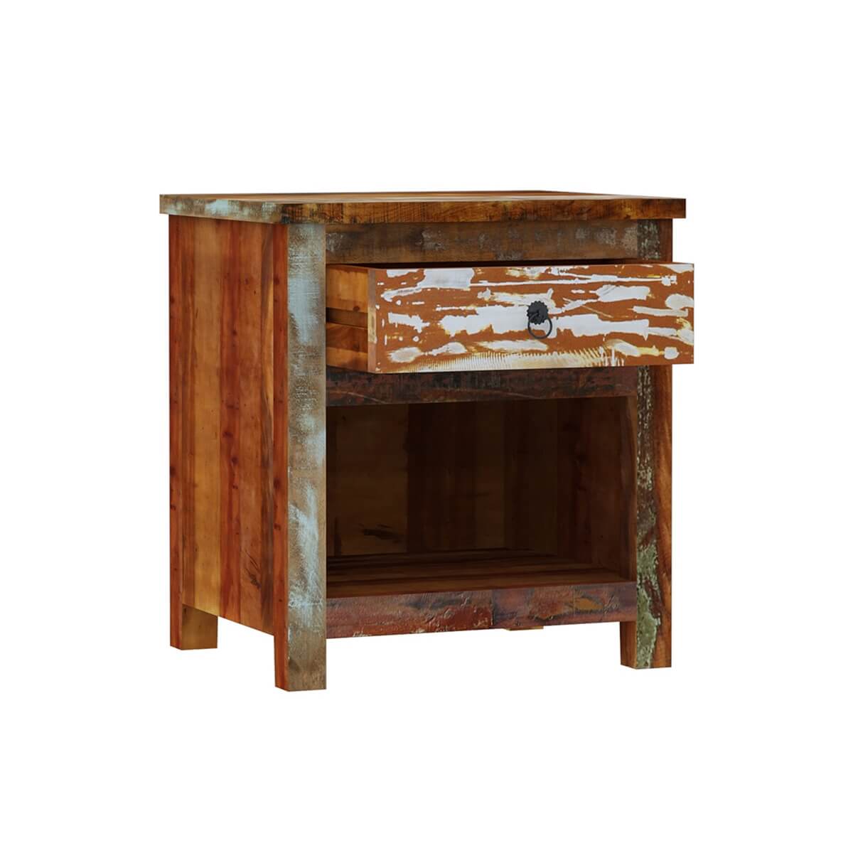 Eunola Traditional Reclaimed Wood Nightstand with Open Shelf | Sierra ...
