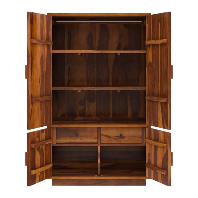 Brocton Modern Rustic Solid Wood Large Armoire Wardrobe with Shelves