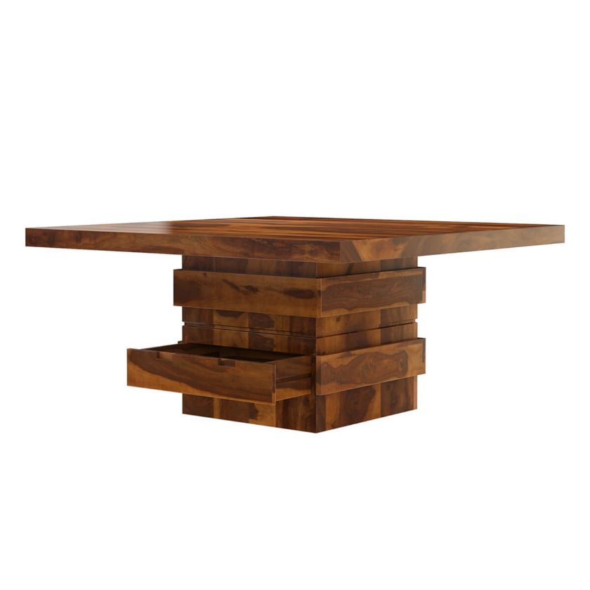 Rogers Modern Rustic Square Dining Room Table with Storage | Sierra ...