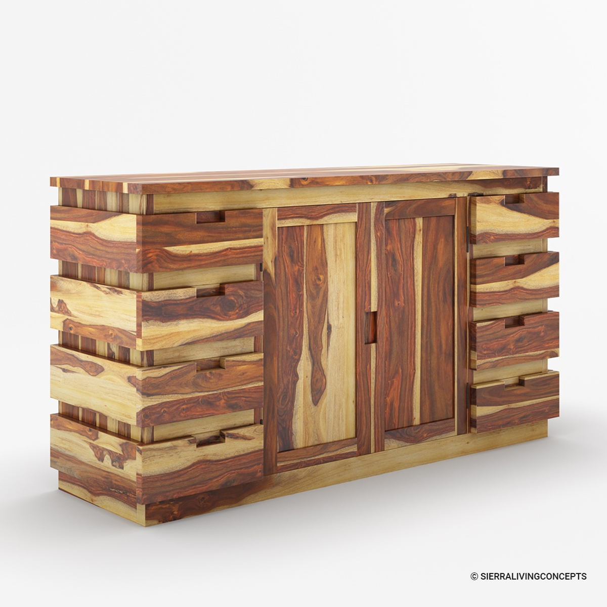Rogers Modern Rustic Solid Wood 8 Drawer Large Sideboard | Sierra ...