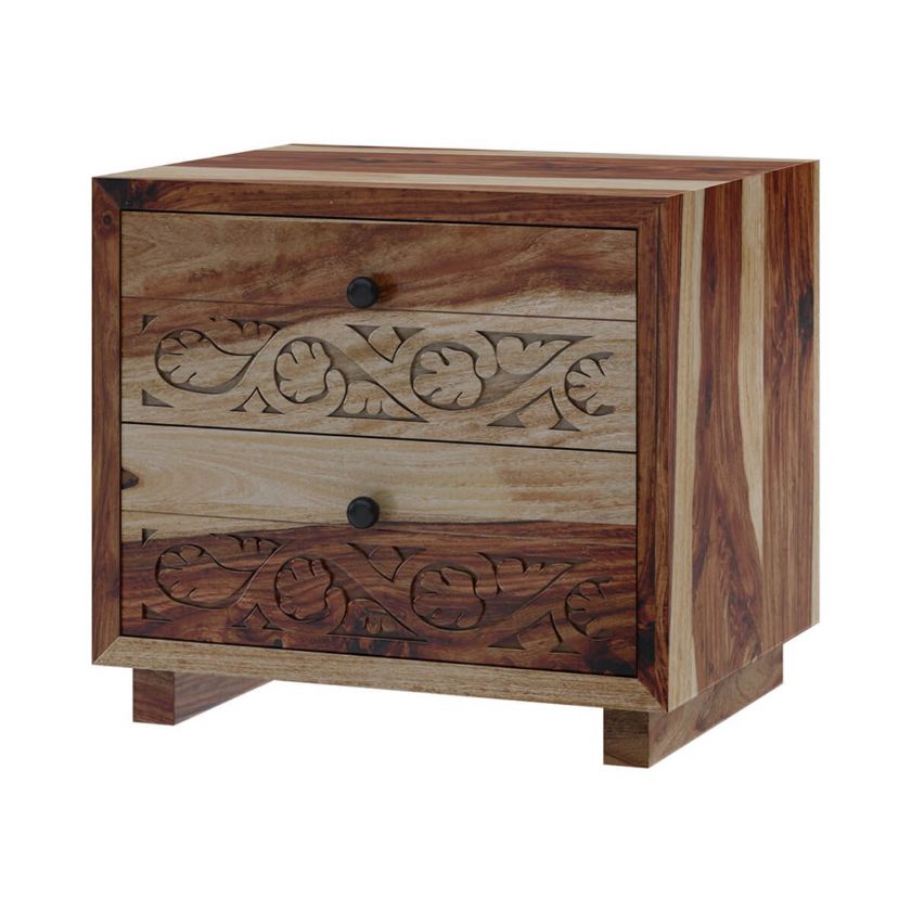 Dallas Ranch Modern Rustic Solid Wood Nightstand With 2 Drawers ...