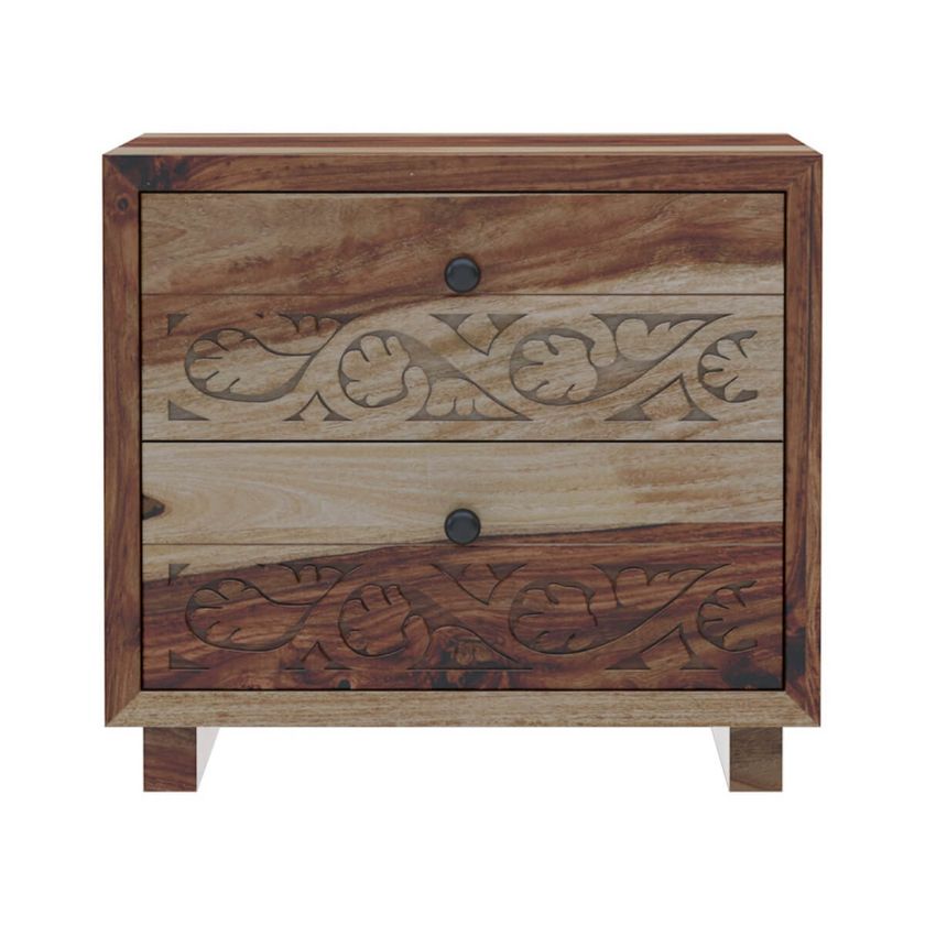 Dallas Ranch Modern Rustic Solid Wood Nightstand With 2 Drawers ...