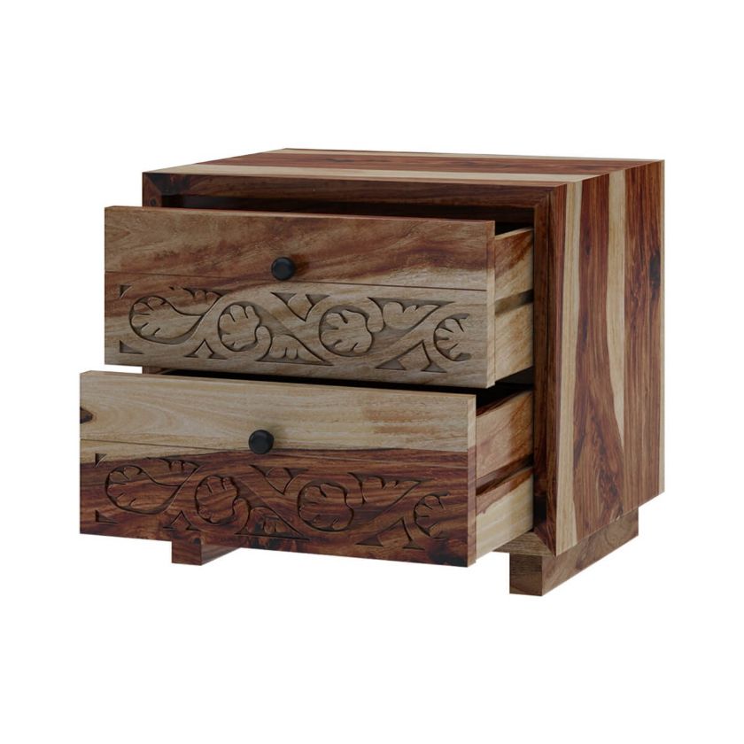 Dallas Ranch Modern Rustic Solid Wood Nightstand With 2 Drawers ...