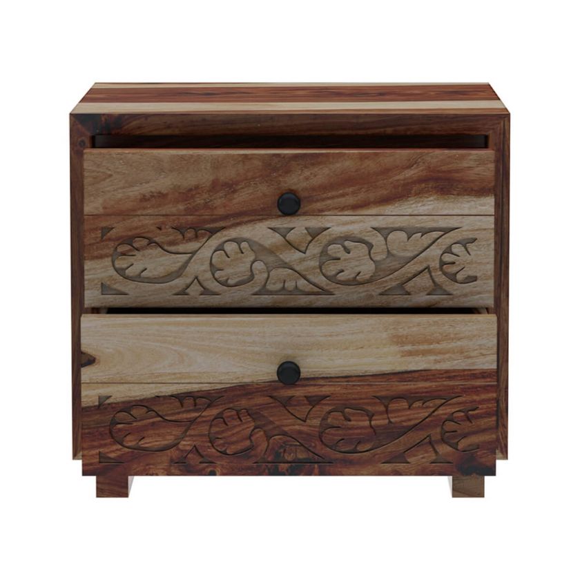Dallas Ranch Modern Rustic Solid Wood Nightstand With 2 Drawers ...