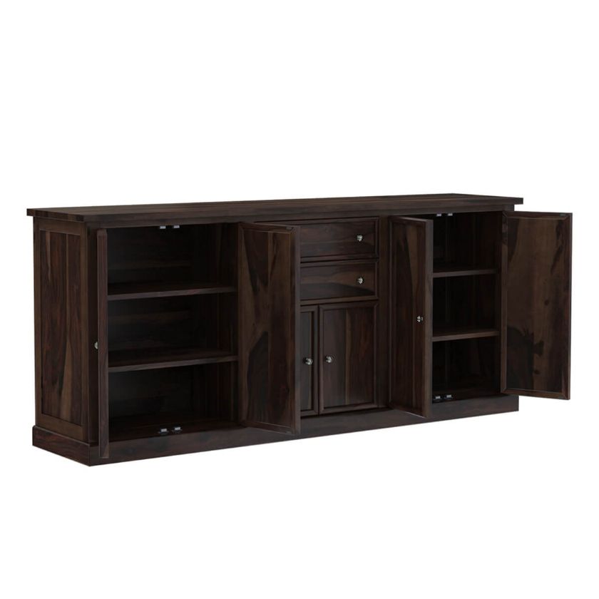 Clanton Rustic Solid Wood 80" Extra Long Credenza with Drawers | Sierra ...