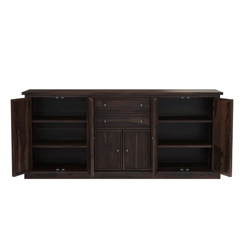 Clanton Rustic Solid Wood 80" Extra Long Credenza with Drawers | Sierra ...