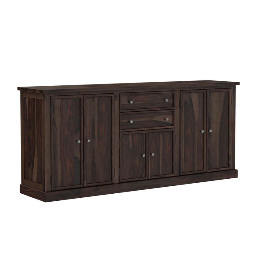 Clanton Rustic Solid Wood 80" Extra Long Credenza with Drawers | Sierra ...
