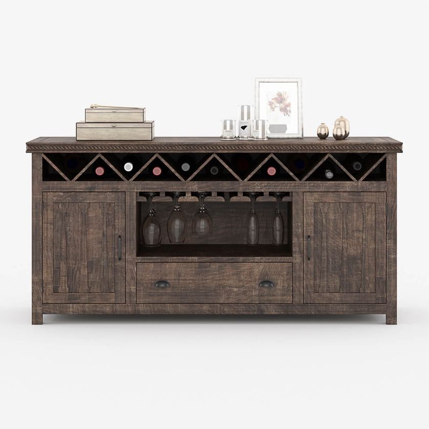 Atherton Solid Teak Wood Buffet With Wine Storage