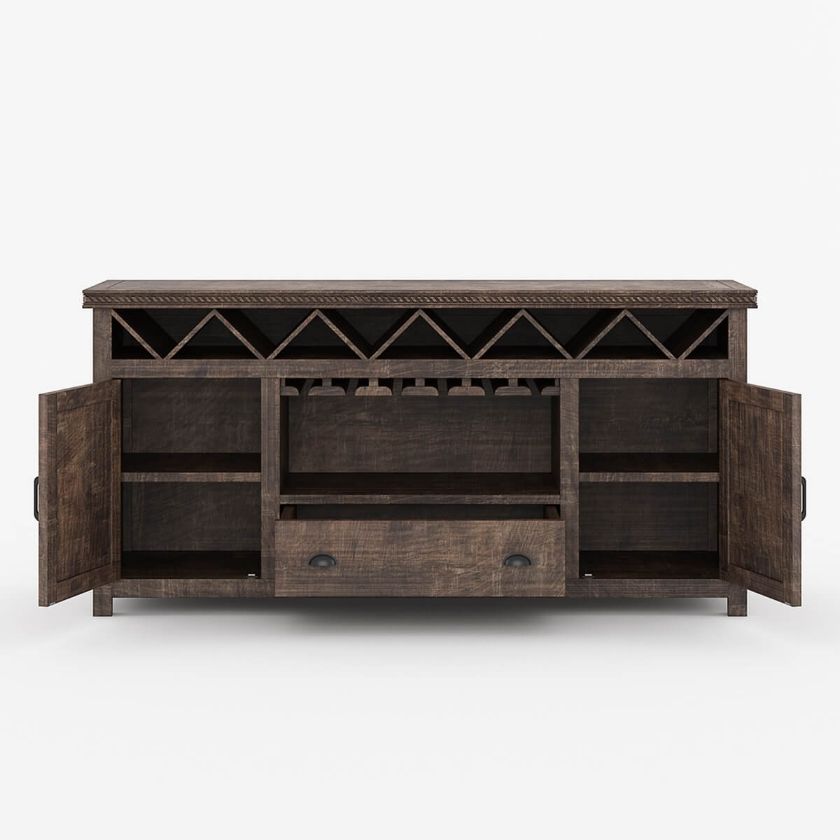 Atherton Solid Teak Wood Buffet With Wine Storage