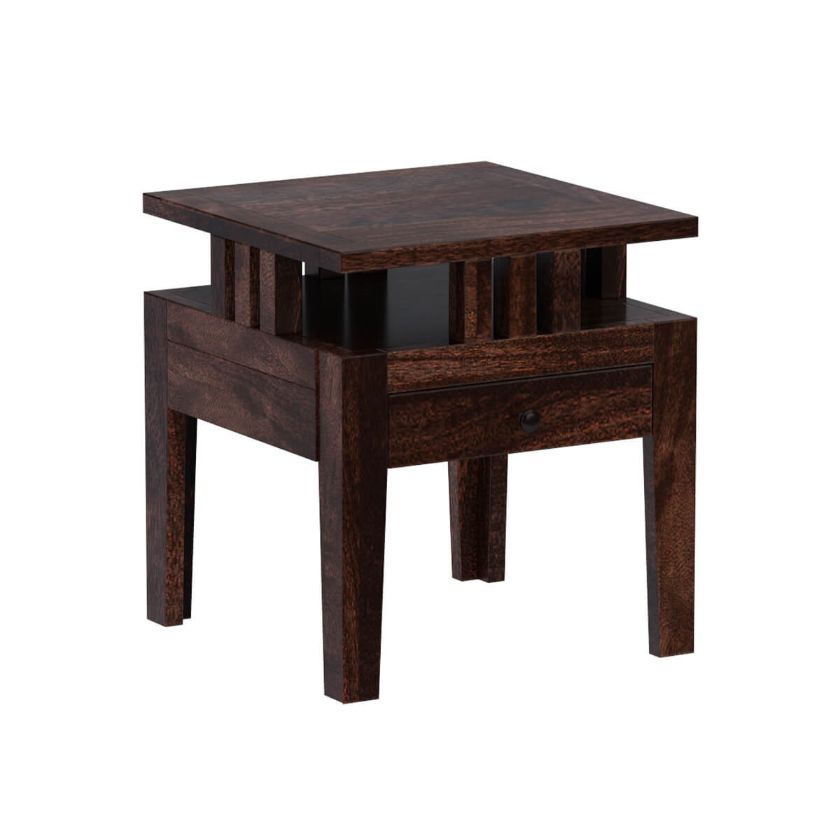 Santa Fe Elevated Solid Wood End Table With 1 Drawer