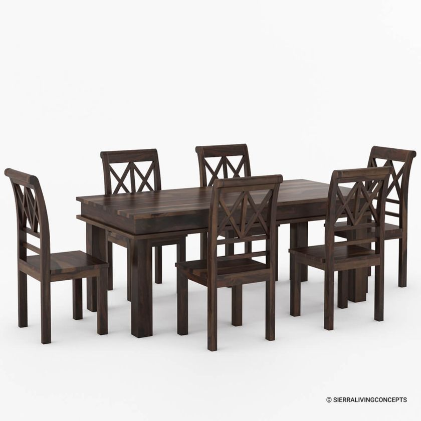 Chester Rustic Solid Wood 8 Piece Dining Room Collection