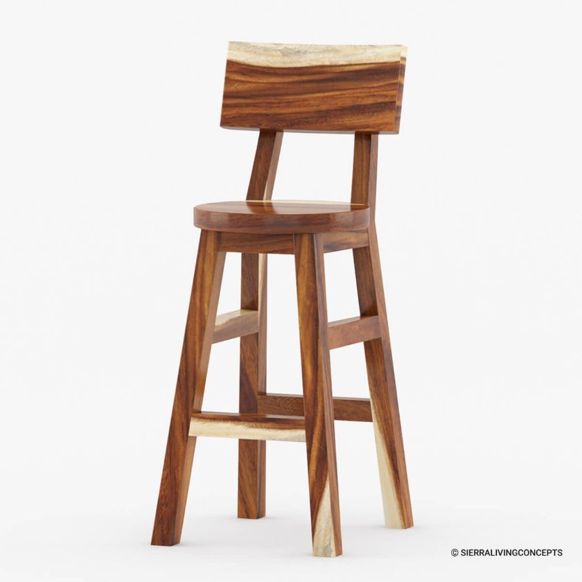 Bergamo Modern Rustic Solid Wood Tall Bar Stool Set