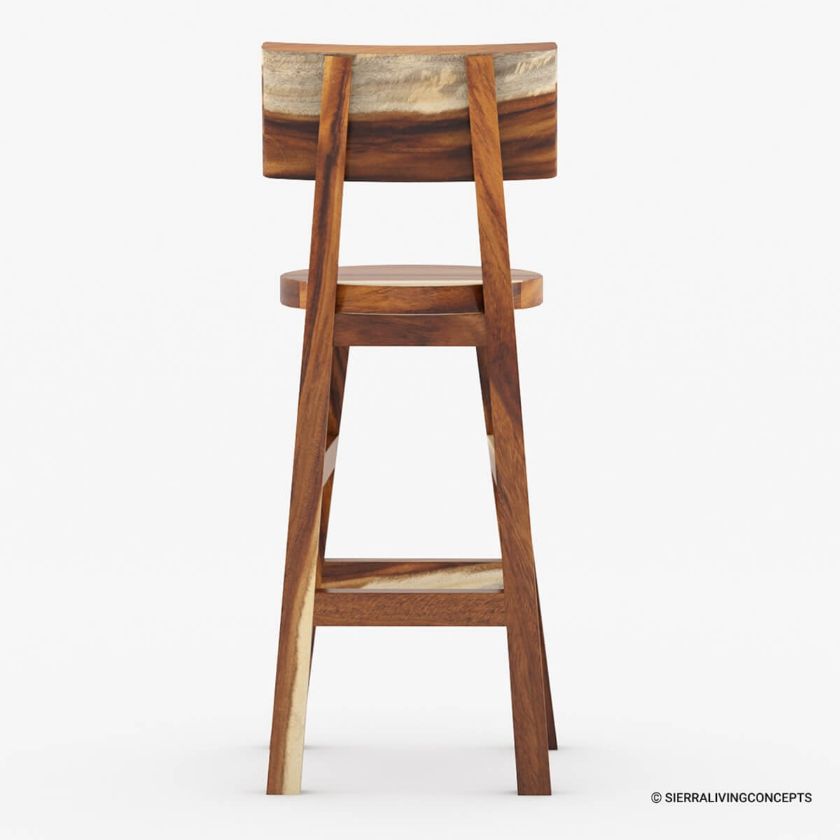 Bergamo Modern Rustic Solid Wood Tall Bar Stool Set
