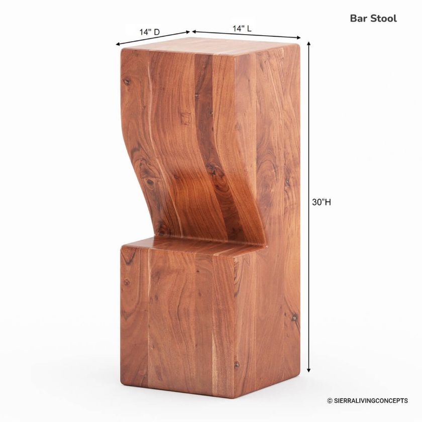 Helena Tree Trunk Style Rustic Solid Wood Bar Stool