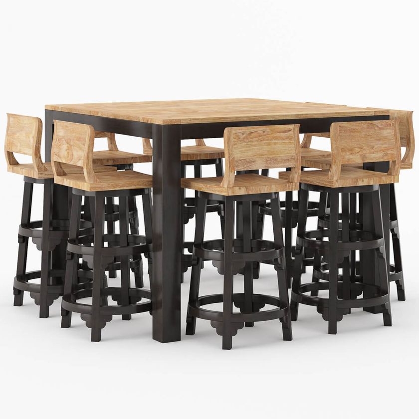 Cortona Square Bar Height Farmhouse Table With Stools