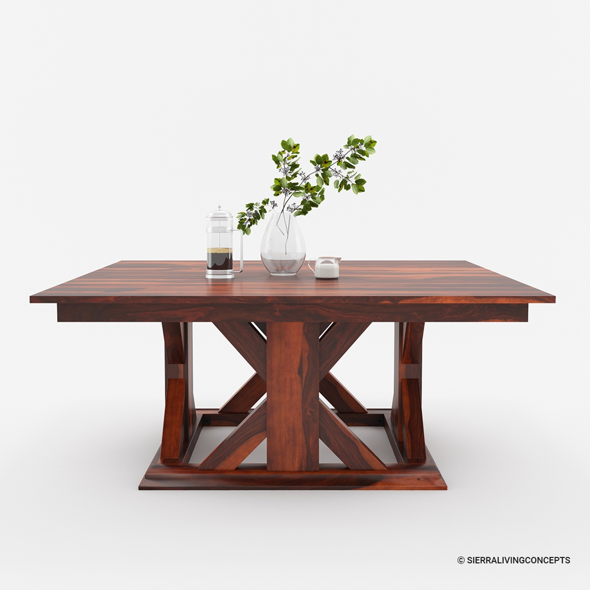 Anacortes Handcrafted Solid Rosewood Large Square Dining Table For 8 ...