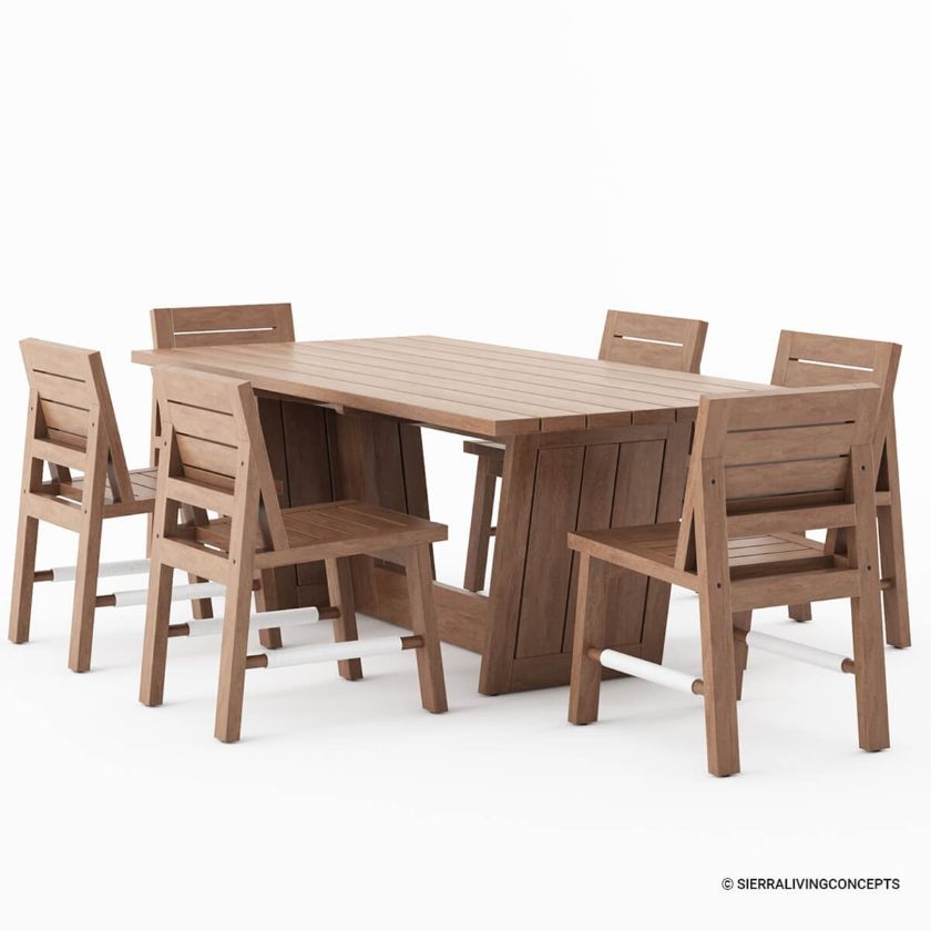 Liverpool Rustic Teak Outdoor Dining Table and Chair Set