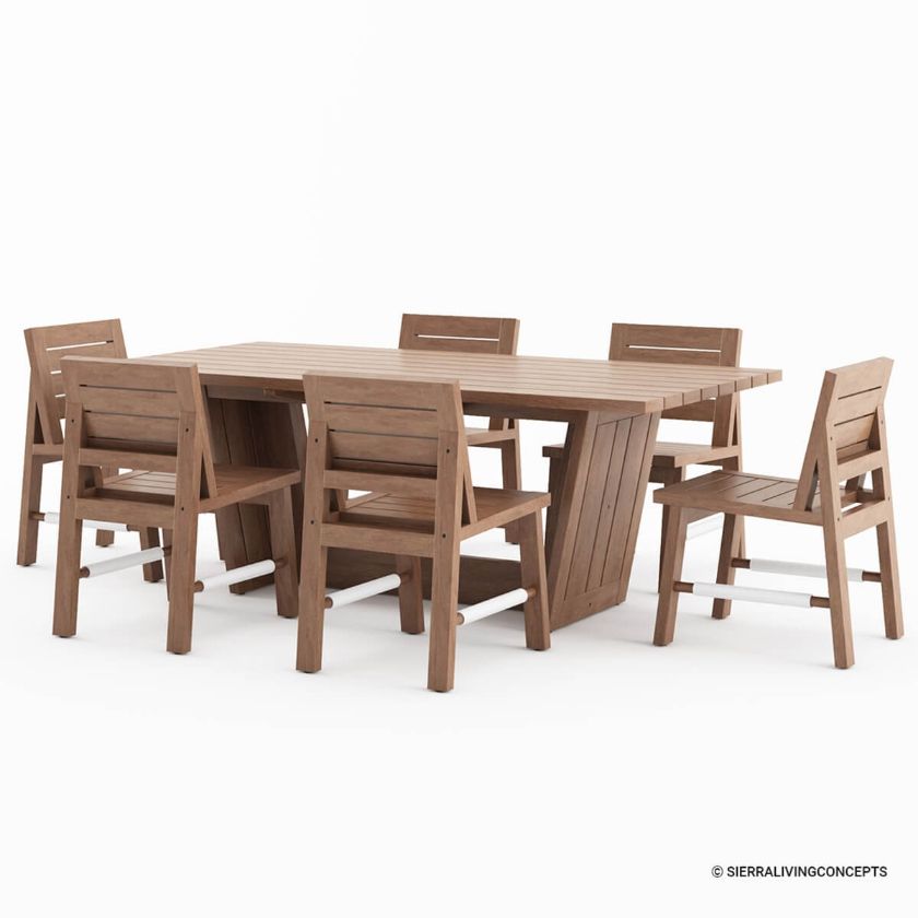Liverpool Rustic Teak Outdoor Dining Table and Chair Set