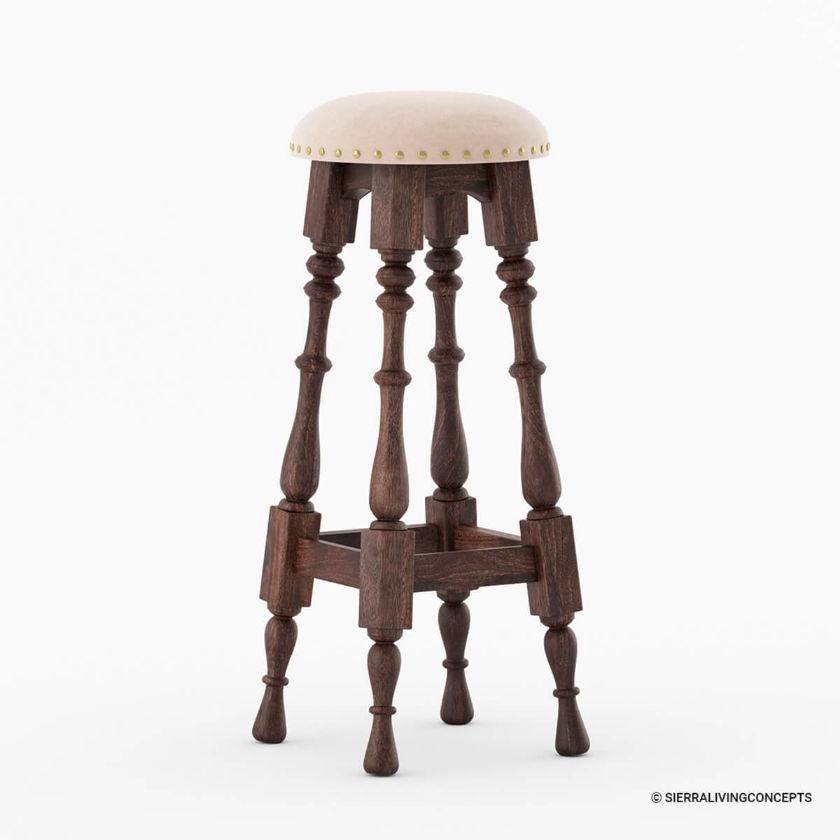 Valentano Rustic Solid Wood Home Bar Stool