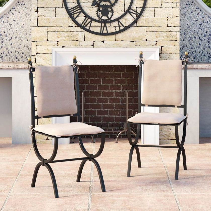 Quimper Industrial Style Upholstered Wrought Iron Dining Chair | Sierra ...