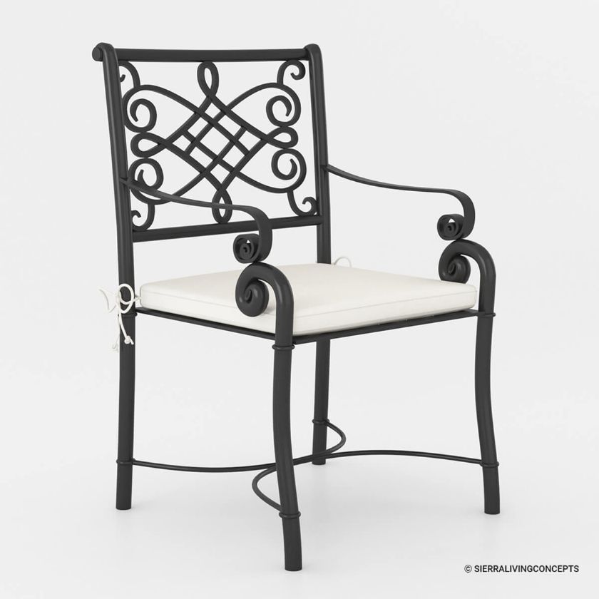Clamart Solid Wood & Wrought Iron Round Patio Dining Chair | Sierra ...