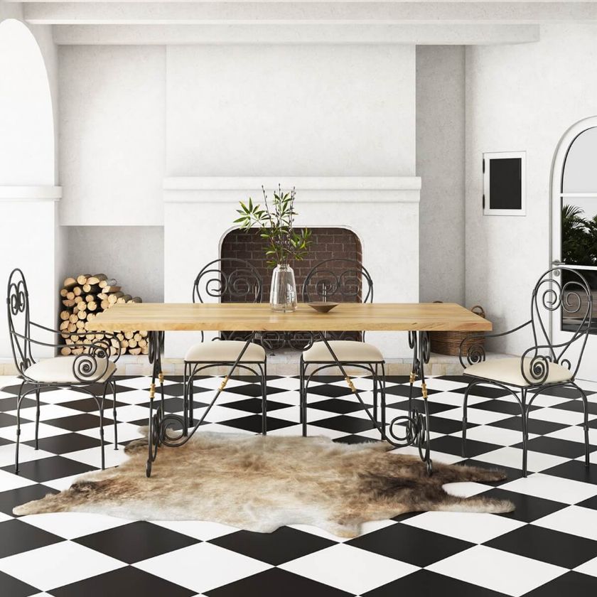 Pearland Handcrafted Solid Wood & Wrought Iron Dining Table