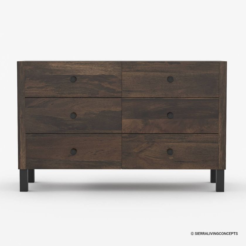 Syracuse 4 Piece Rustic Solid Wood & Wrought Iron Bedroom Set | Sierra ...